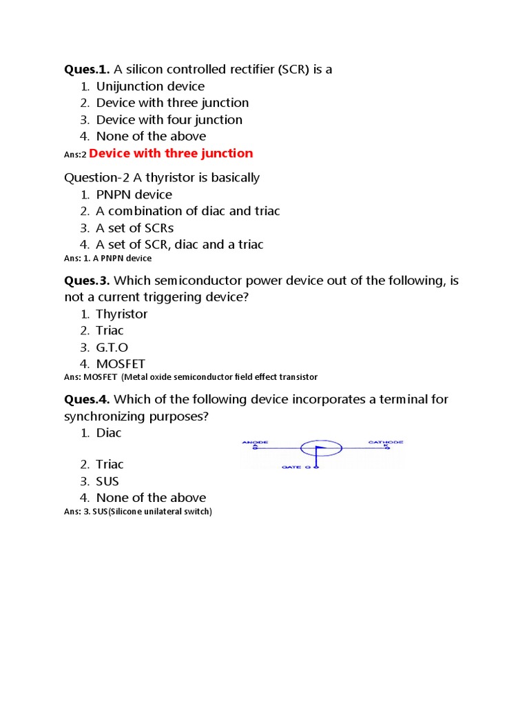 Power Electronics - Basic MCQ | PDF | Rectifier | Capacitor