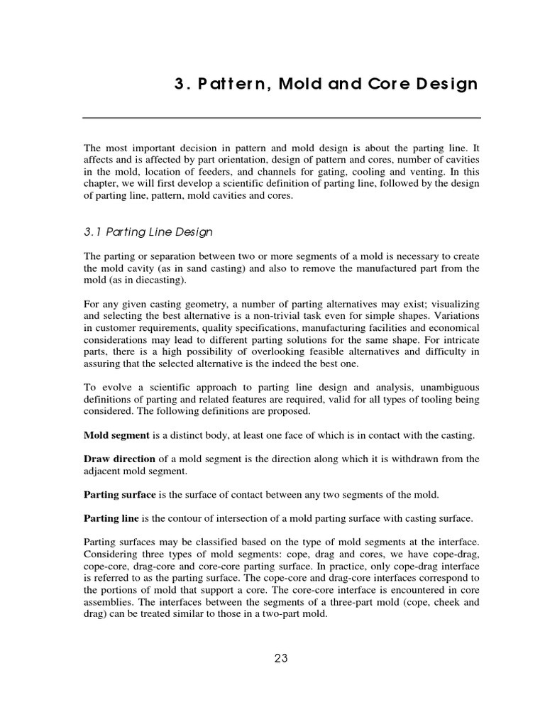 Unit-1 (I) DESIGN OF PATTERNS, MOULDS, CORES | PDF | Casting ...