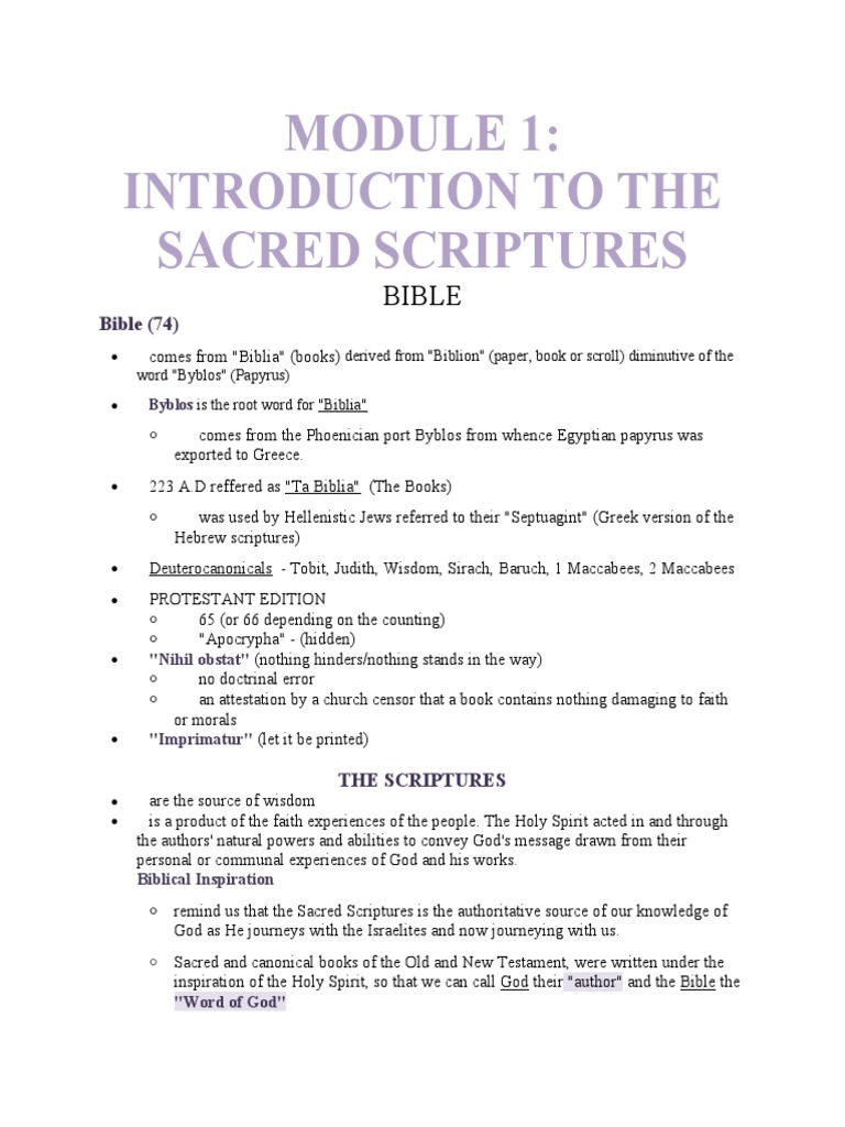 Module 1 Notes | PDF | Bible | Religious Texts