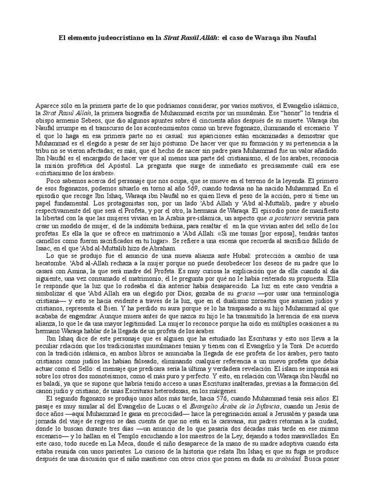 Waraqa ibn Naufal y el Islam temprano | PDF | Mahoma | Jesús