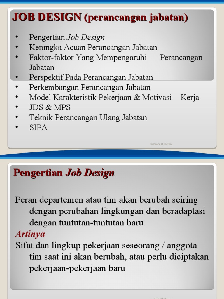 Pentingnya Job Design dalam Organisasi | PDF