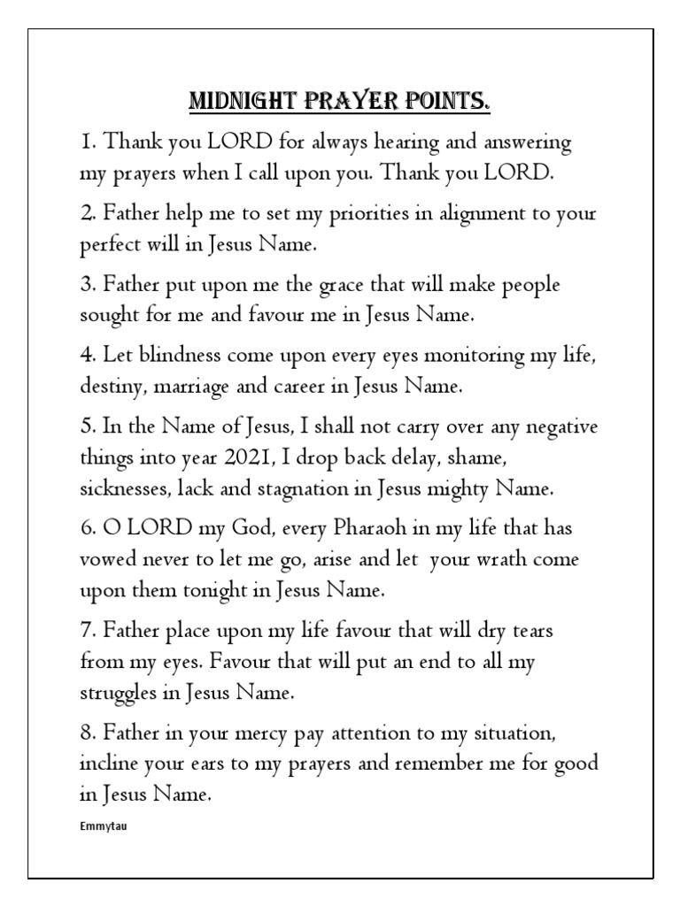 Midnight Prayer Points | PDF