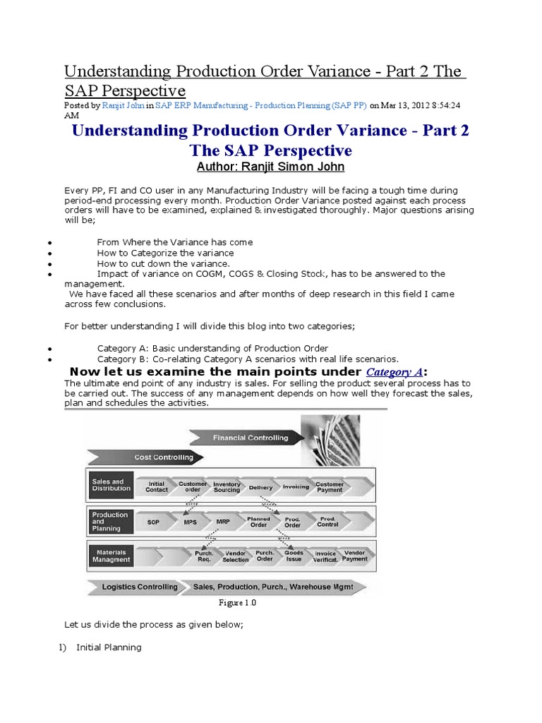 Understanding Production Order Variance | PDF | Inventory | Debits And ...