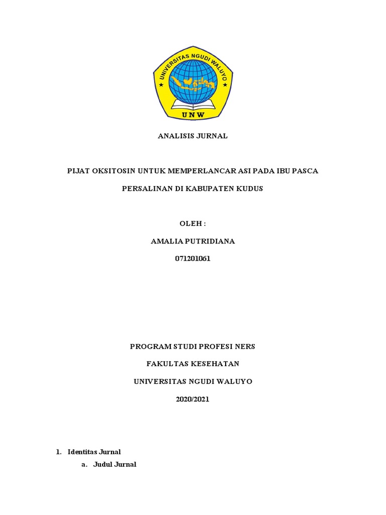 Analisis Jurnal Pijat Oksitosin | PDF