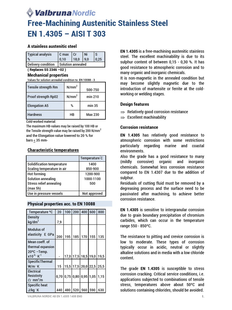 En 1 4305 - 1408 Valbruna Nordic English | Download Free PDF ...