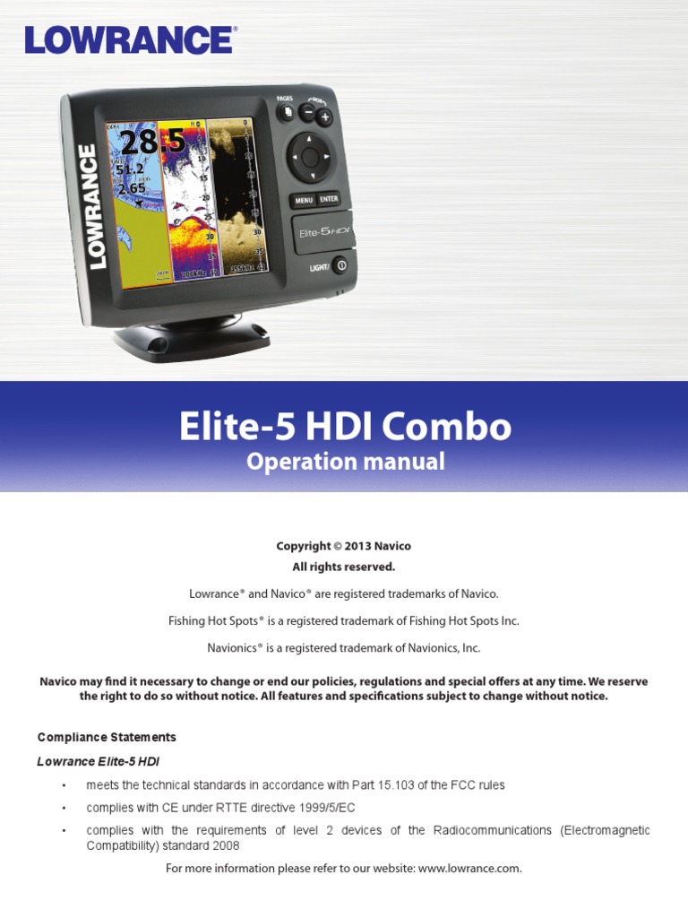 Elite-5 HDI Combo: Operation Manual | PDF | Menu (Computing) | Sonar