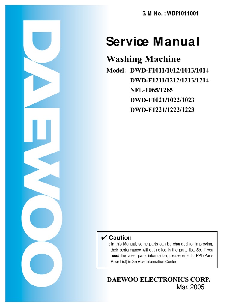 DAEWOO Washing Machine Manual | PDF | Washing Machine | Electrical ...