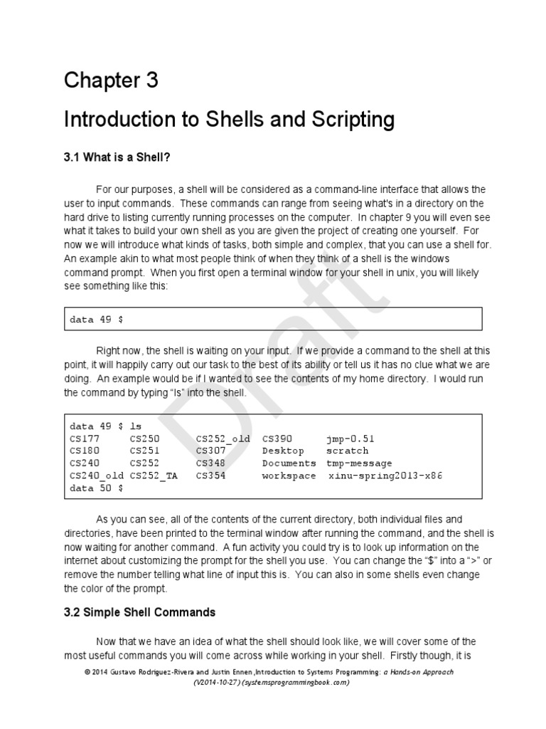Draft: Chapter 3 Introduction To Shells and Scripting | PDF | Shell ...