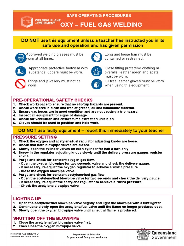 Oxy - Fuel Gas Welding: Safe Use and Operation and Has Given Permission ...