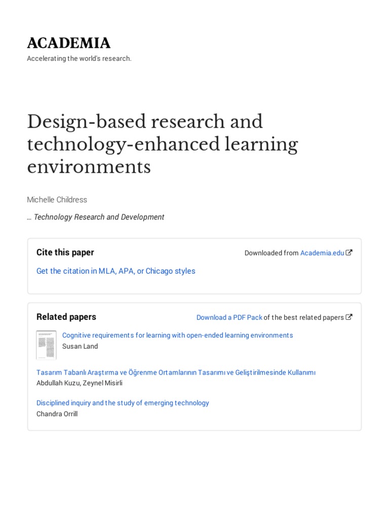 Design Based Research And Technology Enhanced Learning Environments