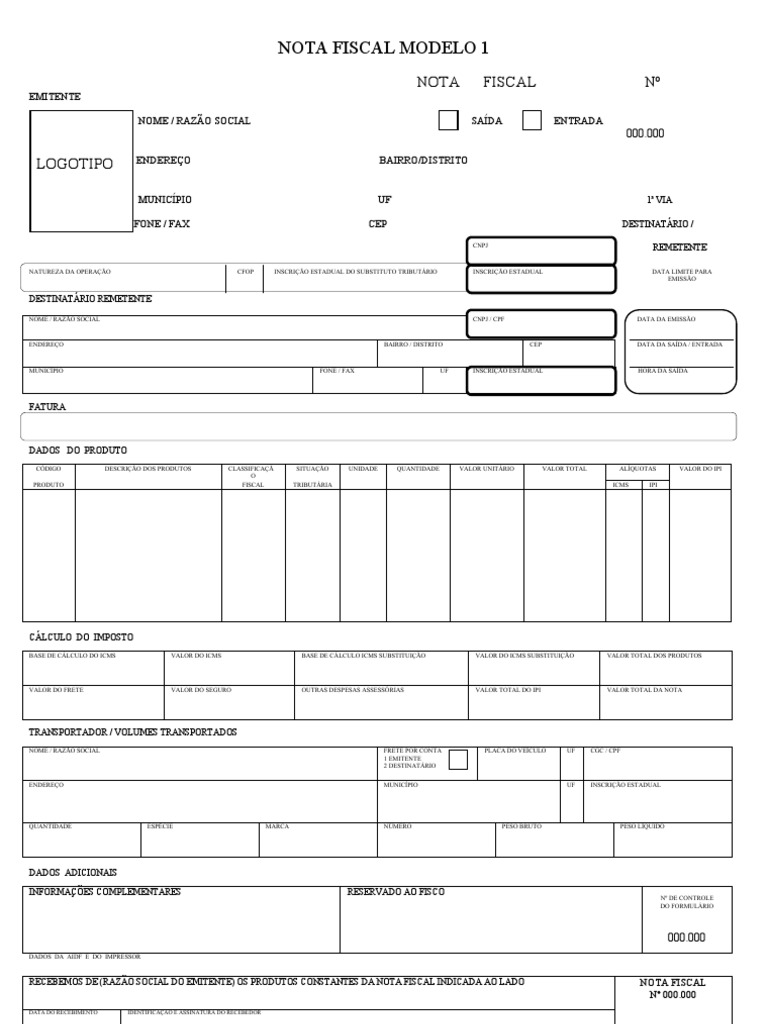 Nota Fiscal-Modelo 1 | PDF | Recibo | Business