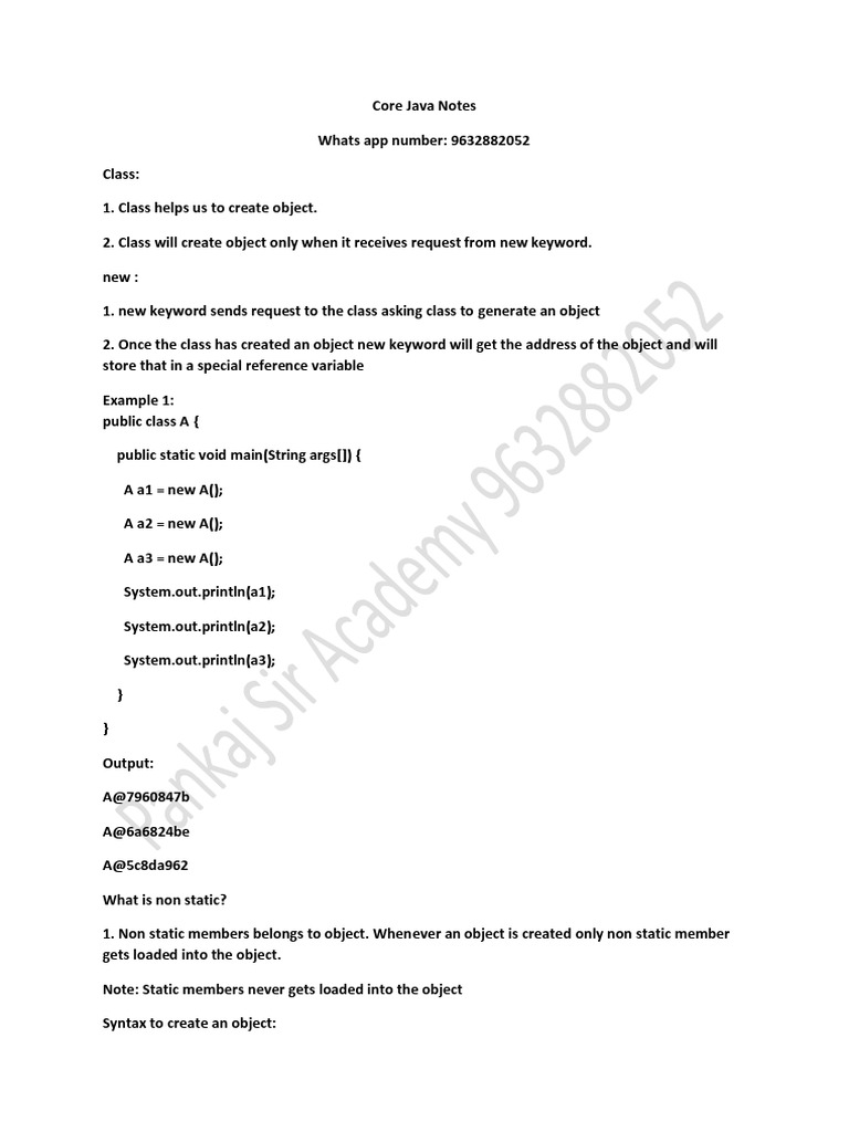 12.30 PM Core Java Notes | PDF | Programming | Constructor (Object ...