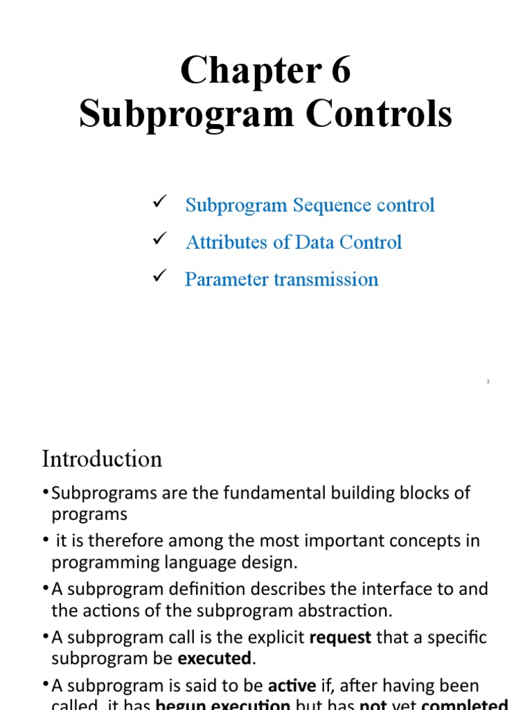 Chapter 6 Subprogram Control Pdf Parameter Computer Programming Subroutine