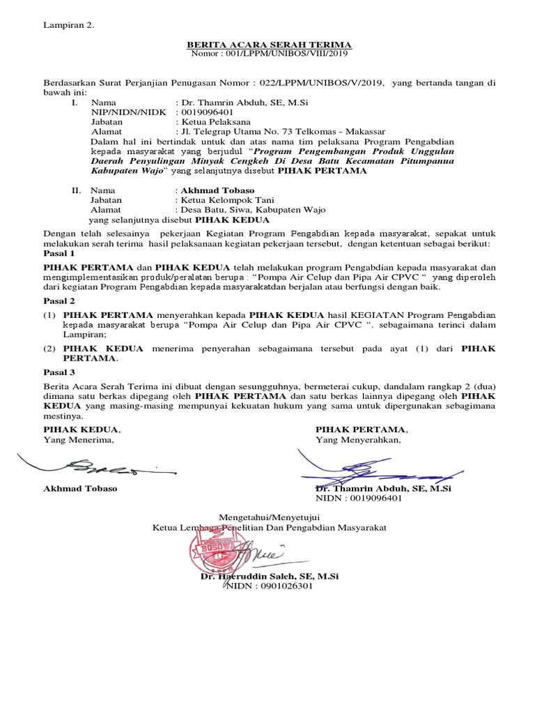 Lampiran Berita Acara Serah Terima - PPUD | PDF