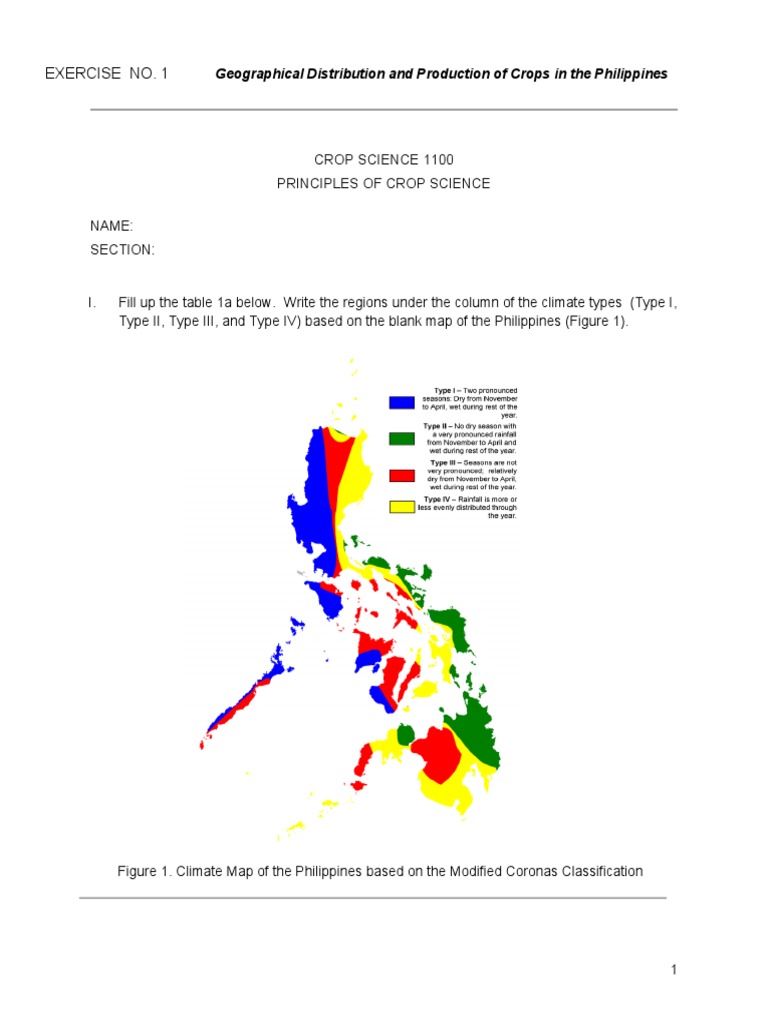 Exercise No. 1: Geographical Distribution and Production of Crops in ...