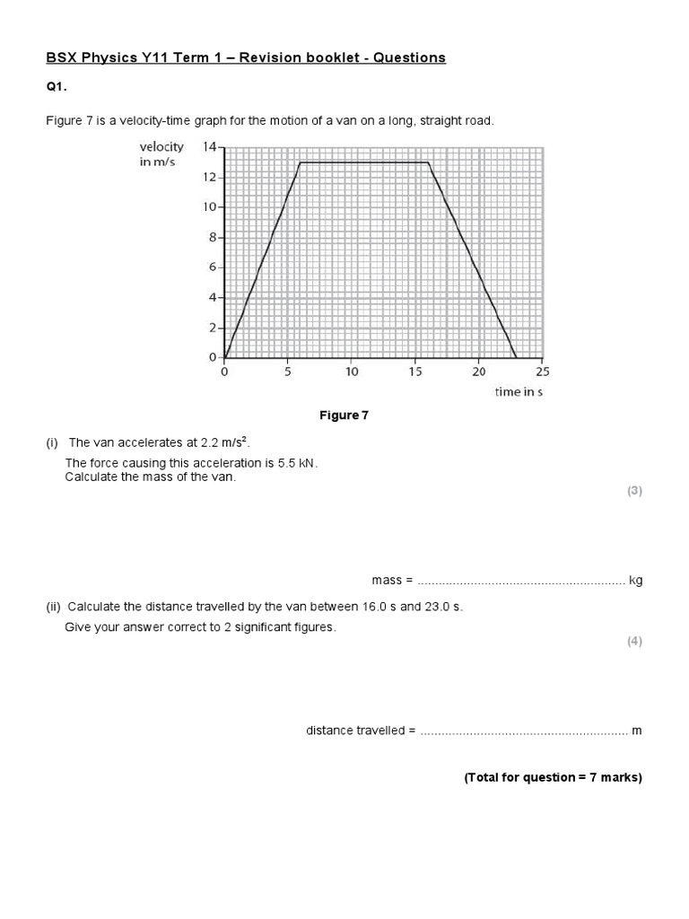 Physics Y11 Term 1 - Revision Booklet | PDF | Force | Rocket