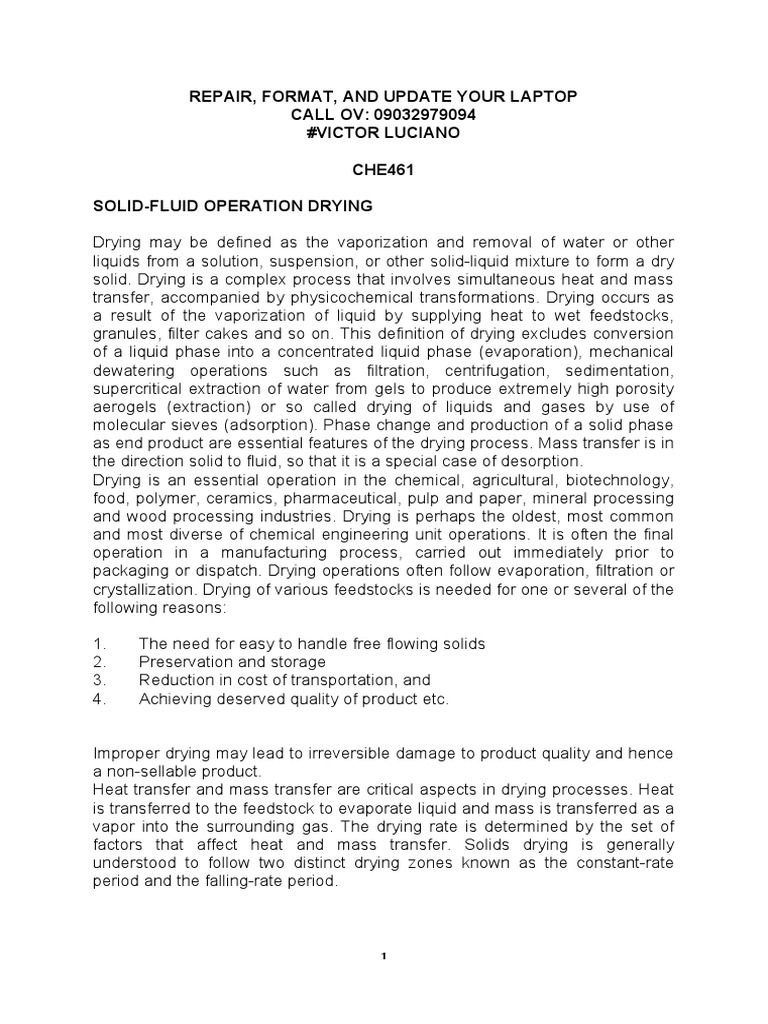 Separation Note (CHE 461) | Download Free PDF | Adsorption | Humidity