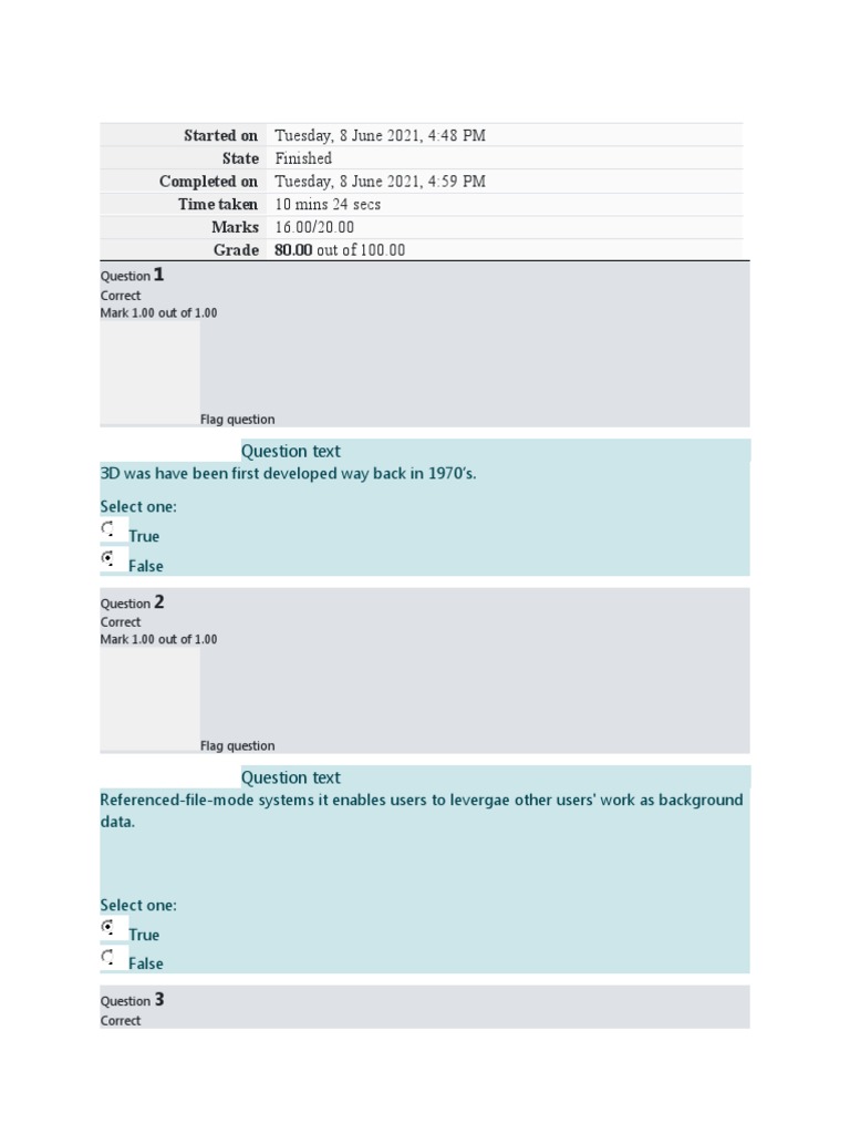 Computer Aided Drafting Quiz 2 Midterm | PDF | Computer Aided Design | 3 D Computer Graphics