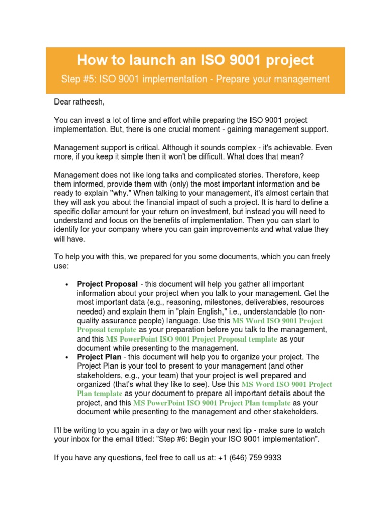 How To Launch An ISO 9001 Project | PDF | Iso 9000 | Information