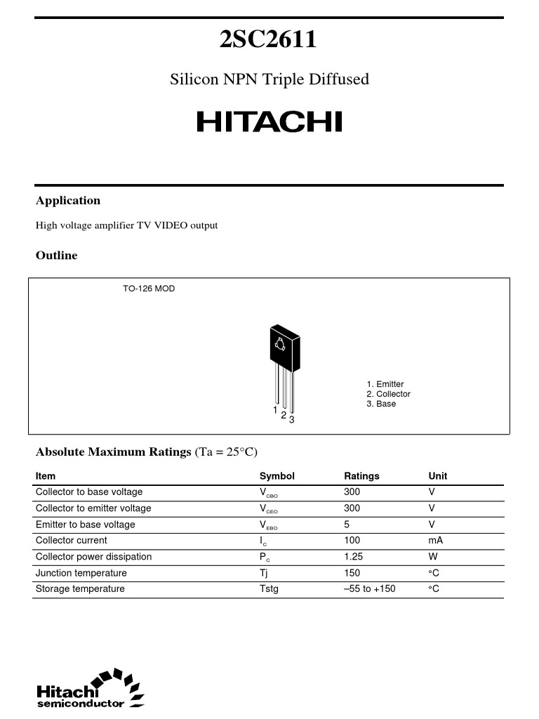 Silicon NPN Triple Diffused: Application | PDF | Bipolar Junction Transistor | Reliability ...