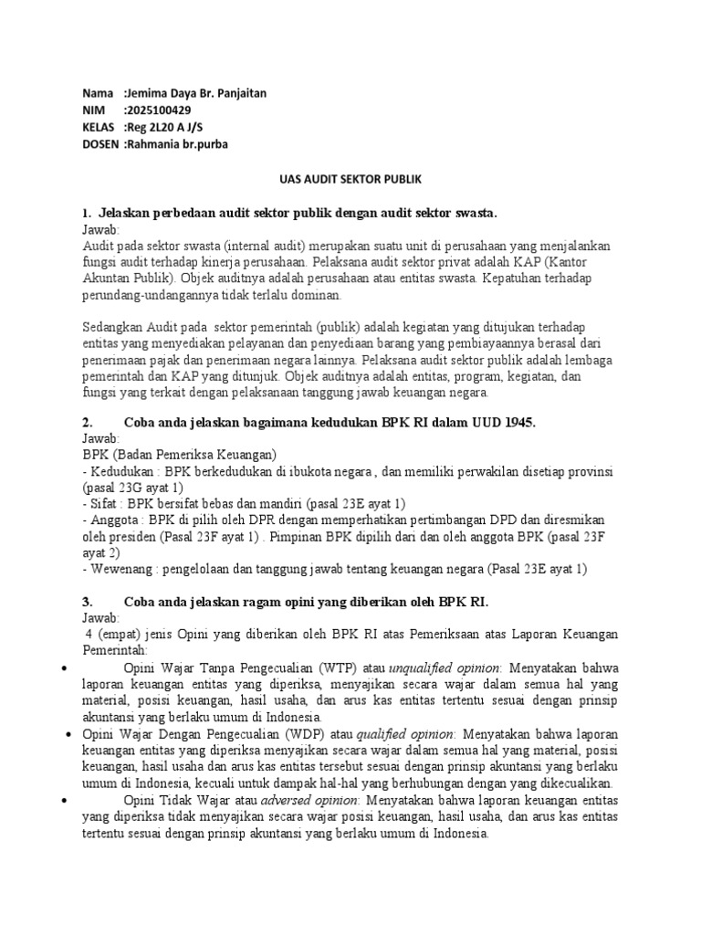 Uas Audit Sektor Publik | PDF