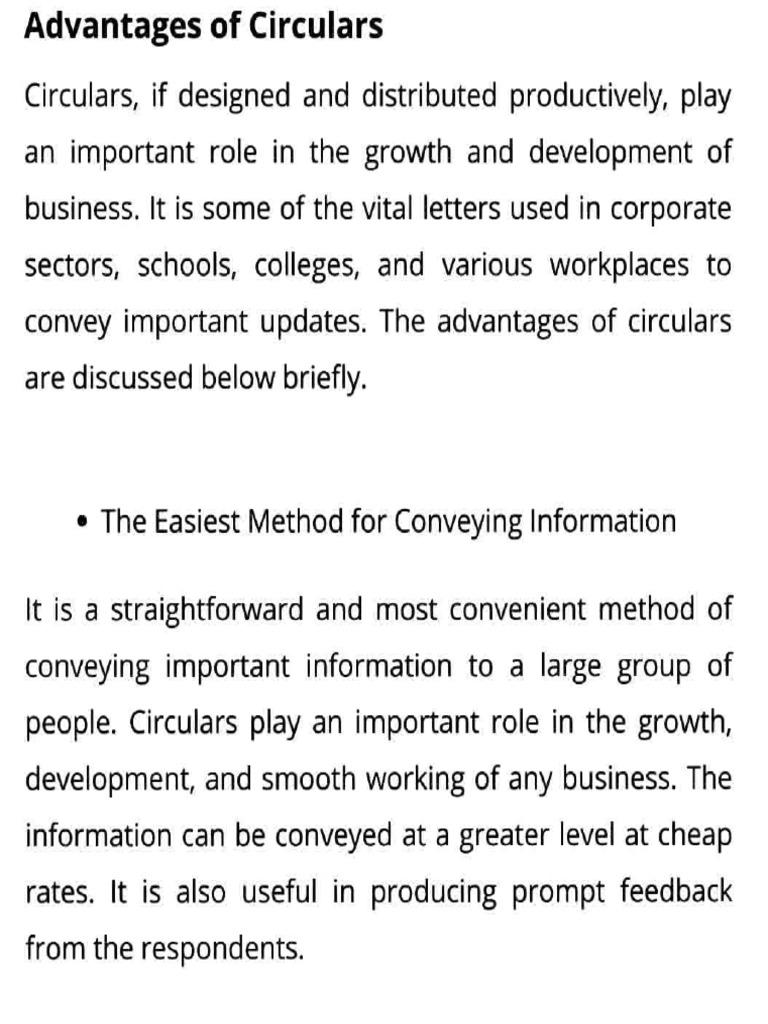 15 (A) Advantages of Circulars | PDF
