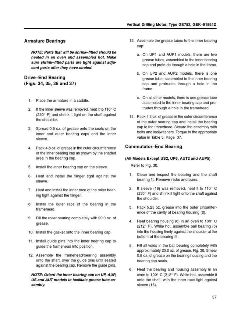 Ge Ge752 User Manual 57 58 | PDF | Bearing (Mechanical) | Machines