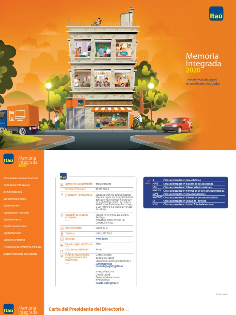 ITCB Memoria Integrada 2020 | PDF | Bancos | Sustentabilidad