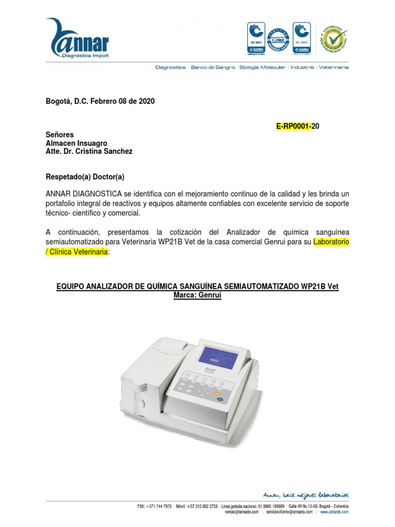 Cot. Eq Química WP21B Insuagro Precio Especial | PDF | Hogar ...