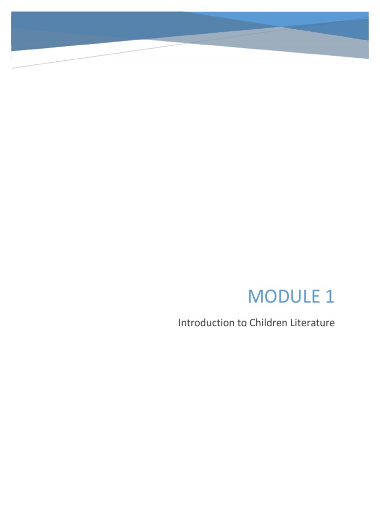 Module 1 Introduction To Children's Literature | PDF | Narration | Plot (Narrative)