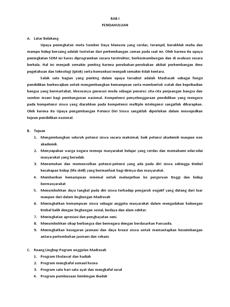 Program Unggulan Madrasah | PDF