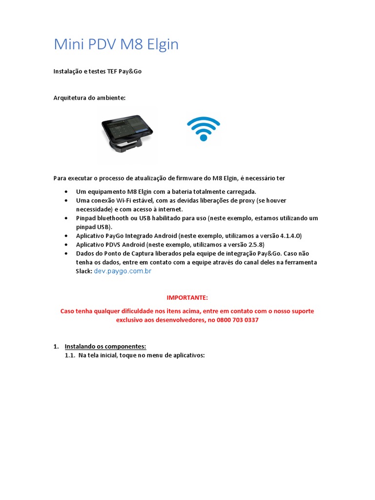 MiniPDV M8 Elgin - Instalação e Teste TEF PayGo | PDF | Android ...