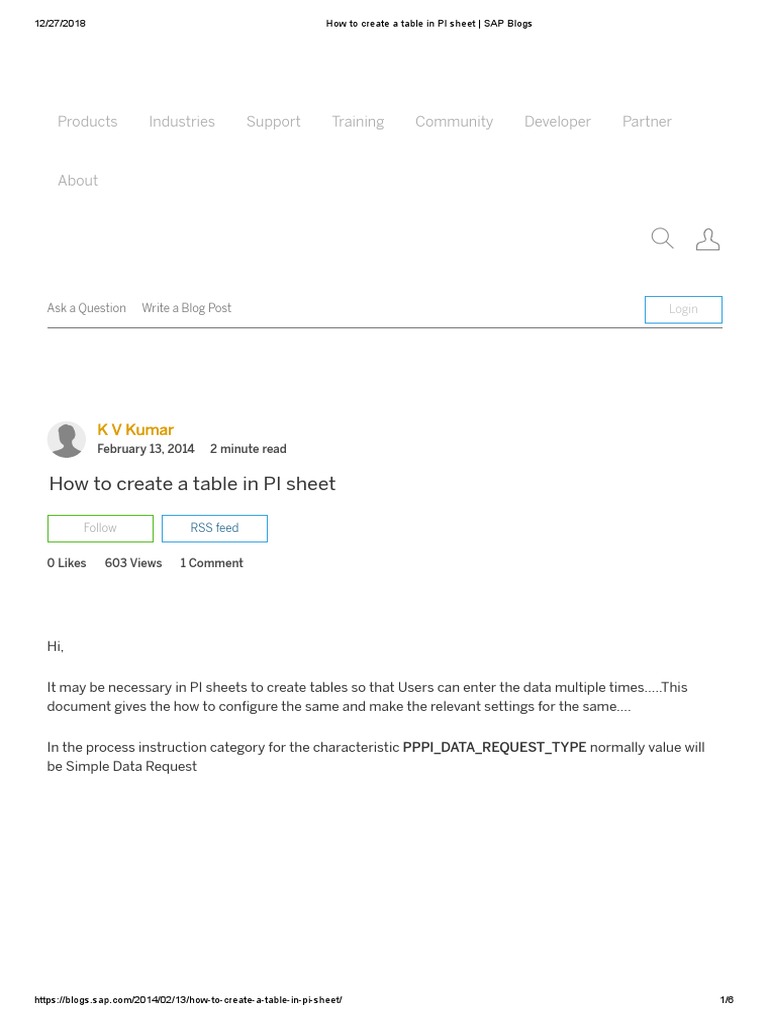 How To Create A Table in PI Sheet - SAP Blogs | PDF | Computing | Web ...