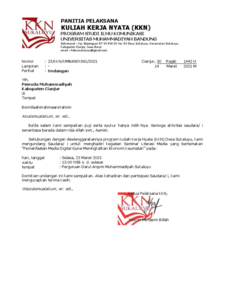 23 Surat Undangan Seminar - Pemuda Muhammadiyah | PDF | Agama ...