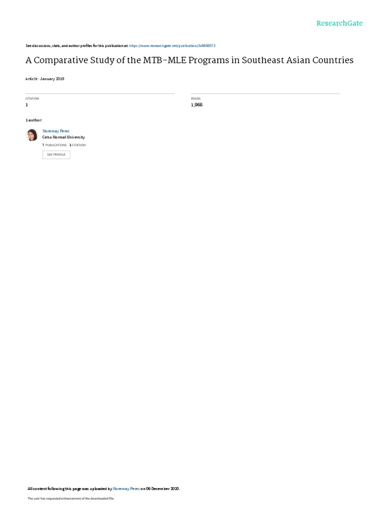 A Comparative Study of The MTB-MLE Programs in Southeast Asian ...