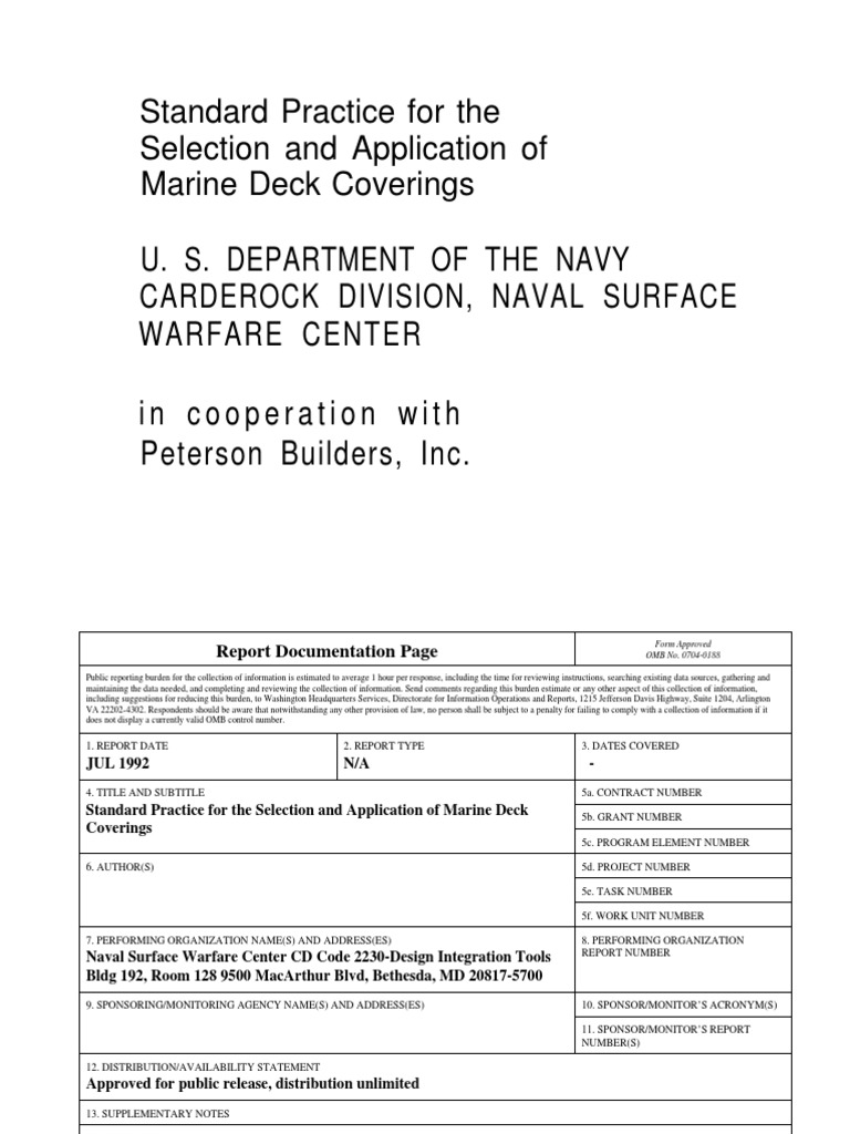 Standard Practice - Marine Deck (1992) | PDF | Specification (Technical ...