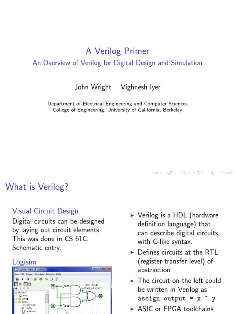Verilog Primer Slides | PDF | Field Programmable Gate Array ... Verilog Primer Slides | PDF | Field Programmable Gate Array ...