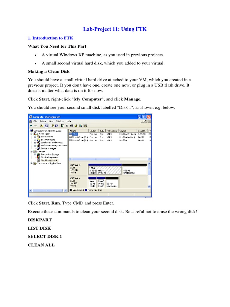 Lab-Project 11: Using FTK: What You Need For This Part | PDF | Computer ...