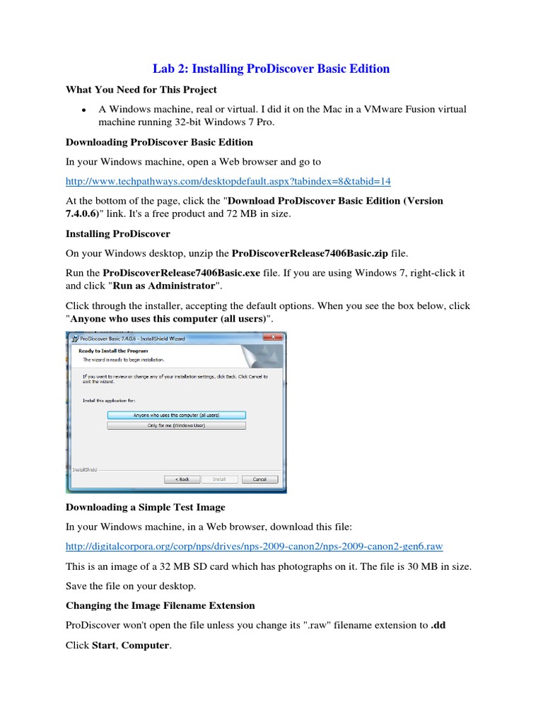 Lab 2: Installing Prodiscover Basic Edition: What You Need For This ...