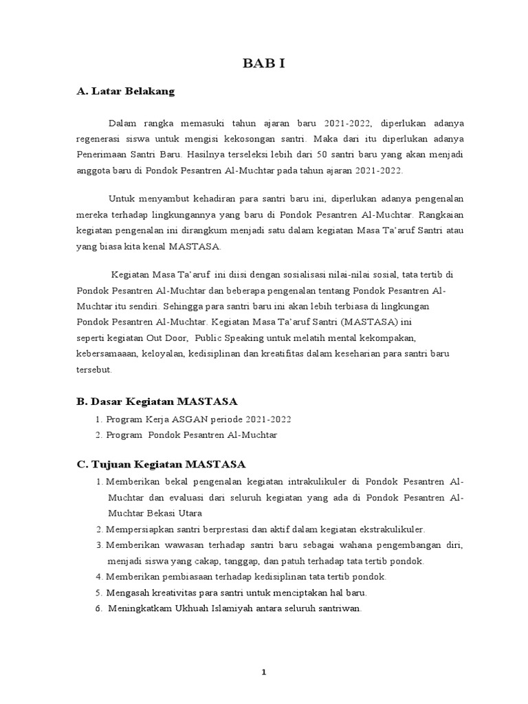 Isi Proposal (2) MASTASA 21 | PDF