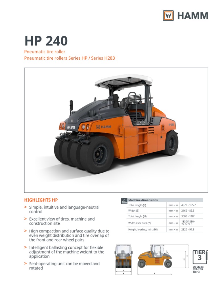 Pneumatic Tire Roller Pneumatic Tire Rollers Series HP / Series H283 ...