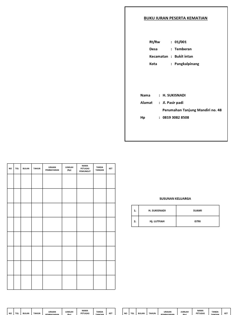 Buku Iuran Peserta Kematian | PDF