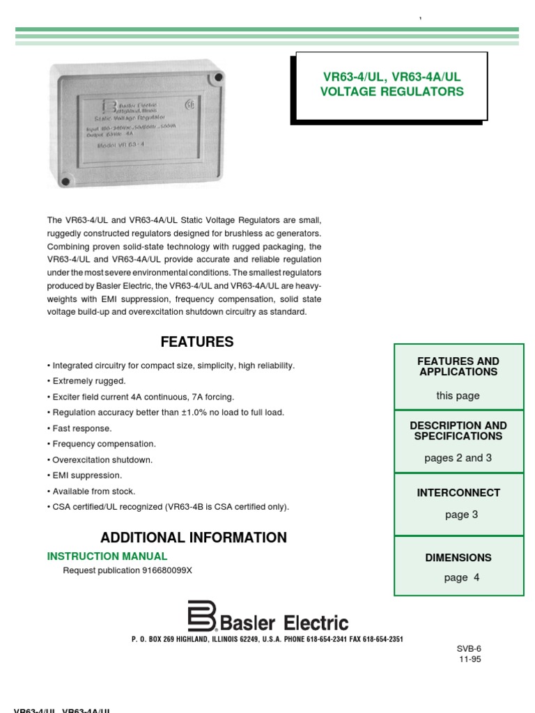 VR63-4 4a Basler | PDF | Electric Generator | Voltage