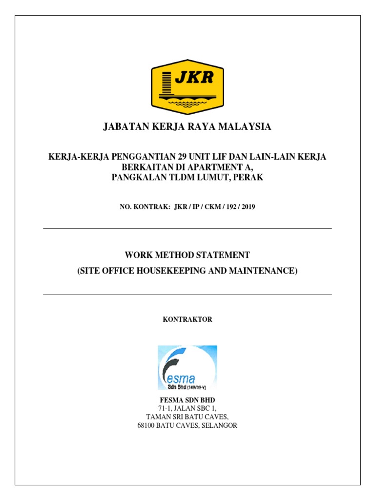 Method Statement of SITE OFFICE REV 14december | PDF | Personal ...
