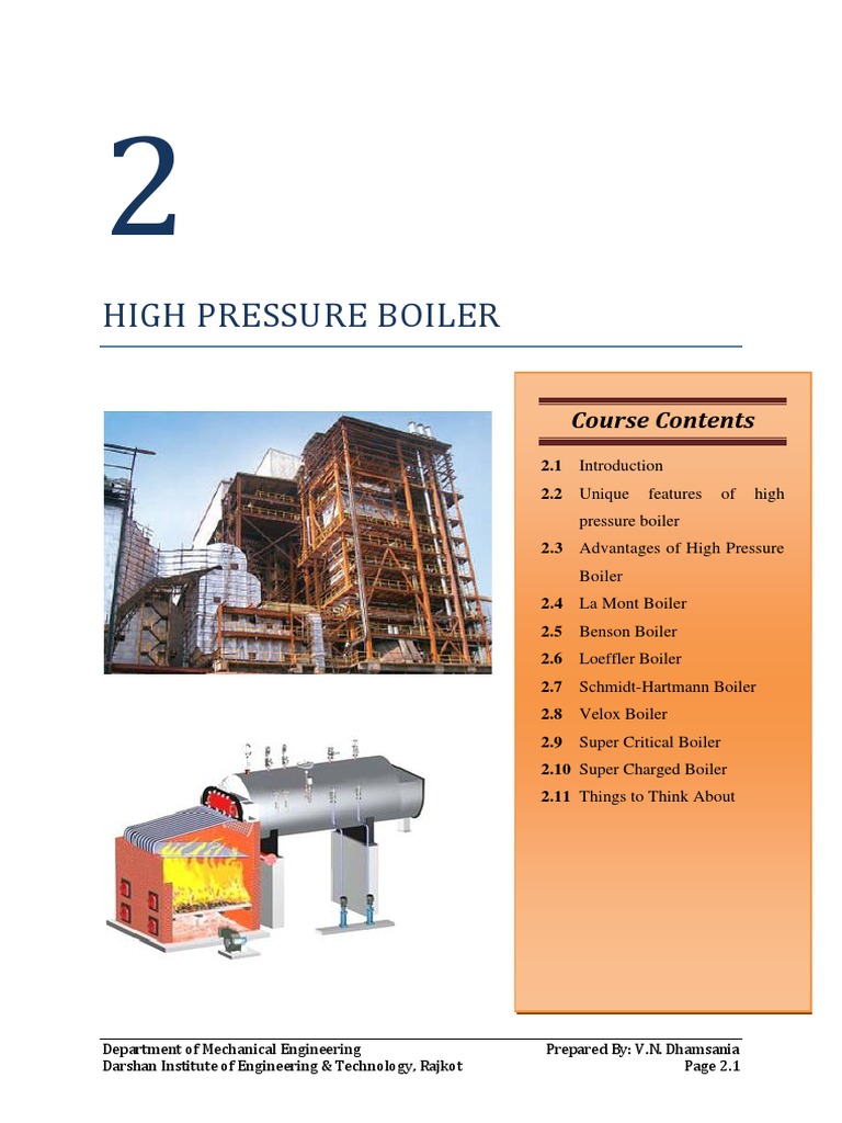 High Pressure Boiler: Course Contents | PDF | Boiler | Steam