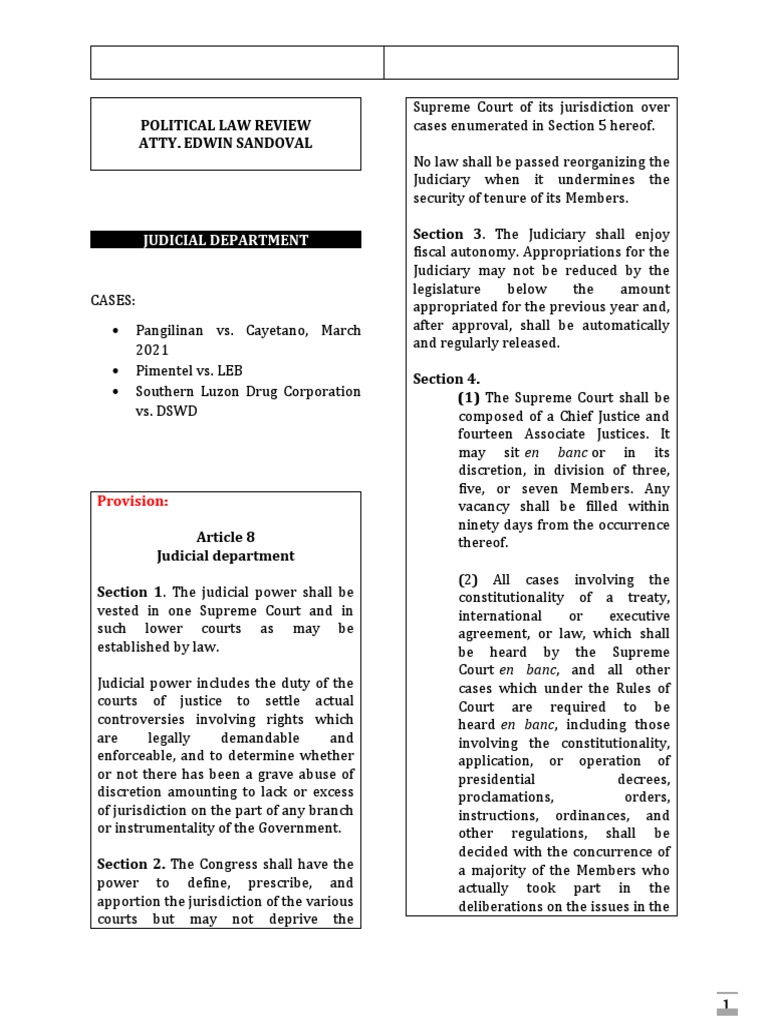 Political Law Review Atty. Edwin Sandoval: Judicial Department | PDF ...