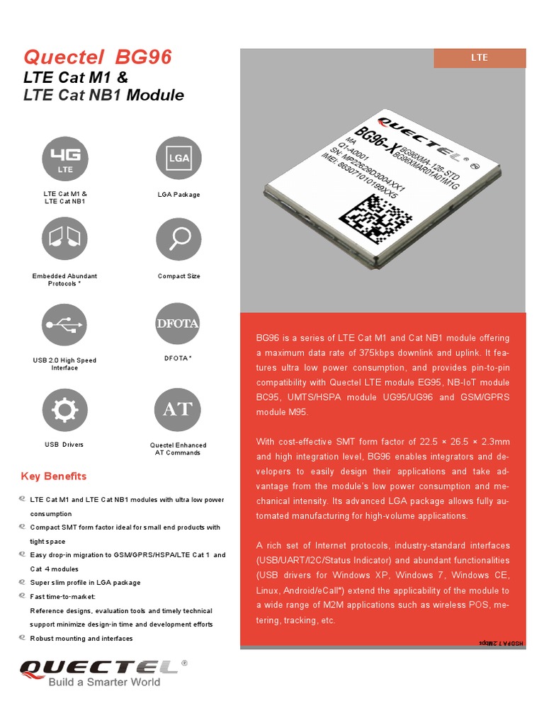 Quectel BG96: Lte Cat Nb1 | PDF | High Speed Packet Access | Lte ...