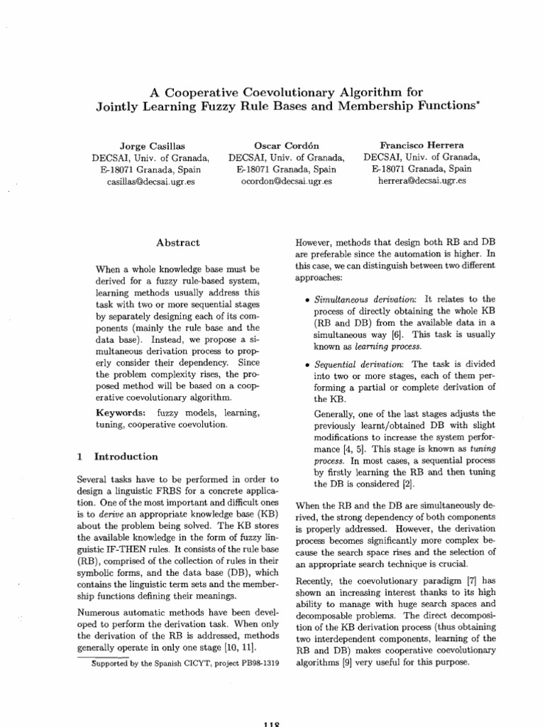 A Cooperative Coevolutionary Algorithm For Jointly Learning Fuzzy Rule Bases and Membership ...