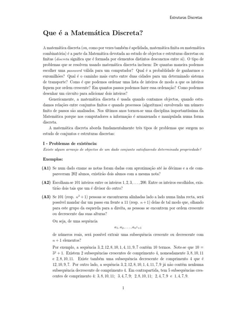 Matemática Discreta: Uma Introdução às Estruturas e Problemas ...