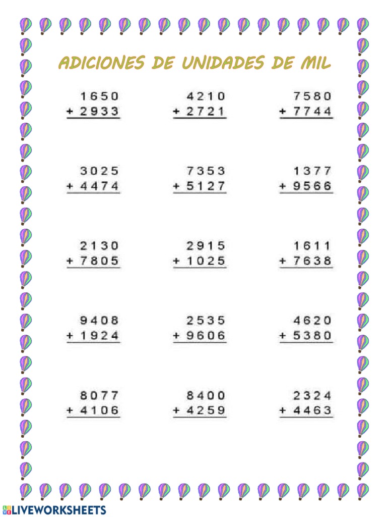 Sumas Hasta El 1000 | PDF